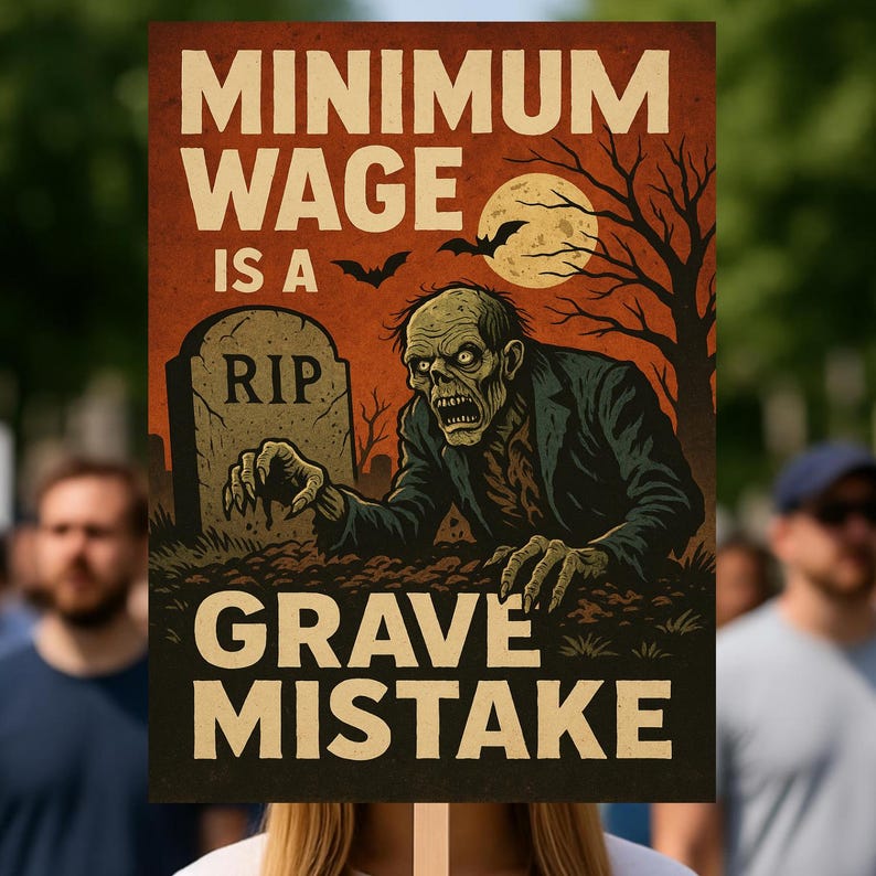 Halloween Protest Poster, Political Wall Art, Minimum Wage Poster, Anti ...