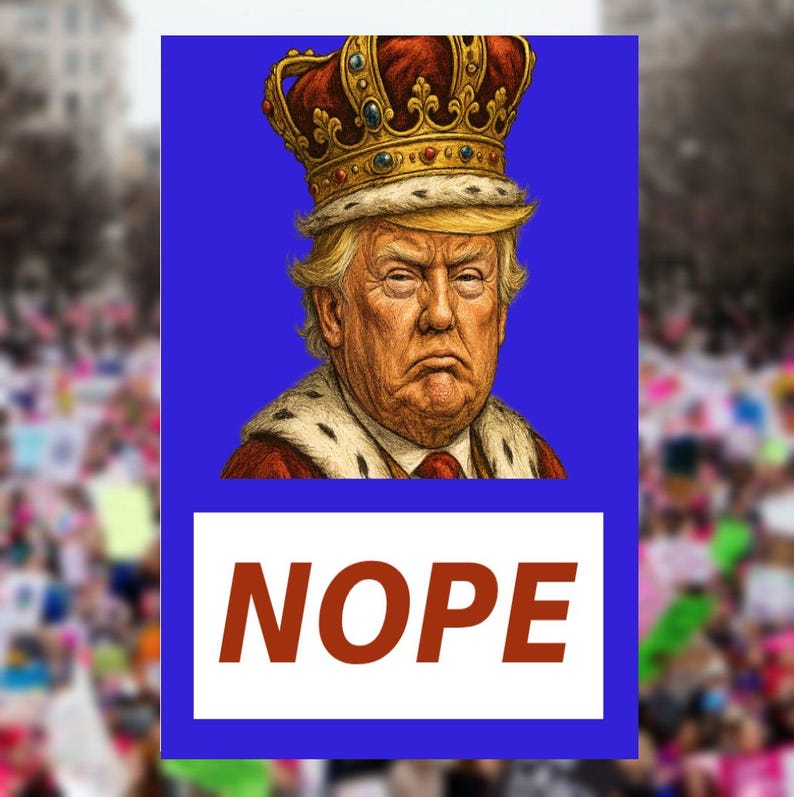 Funny No Kings Protest Poster, NOPE Rally Sign, Anti-trump Protest Sign ...