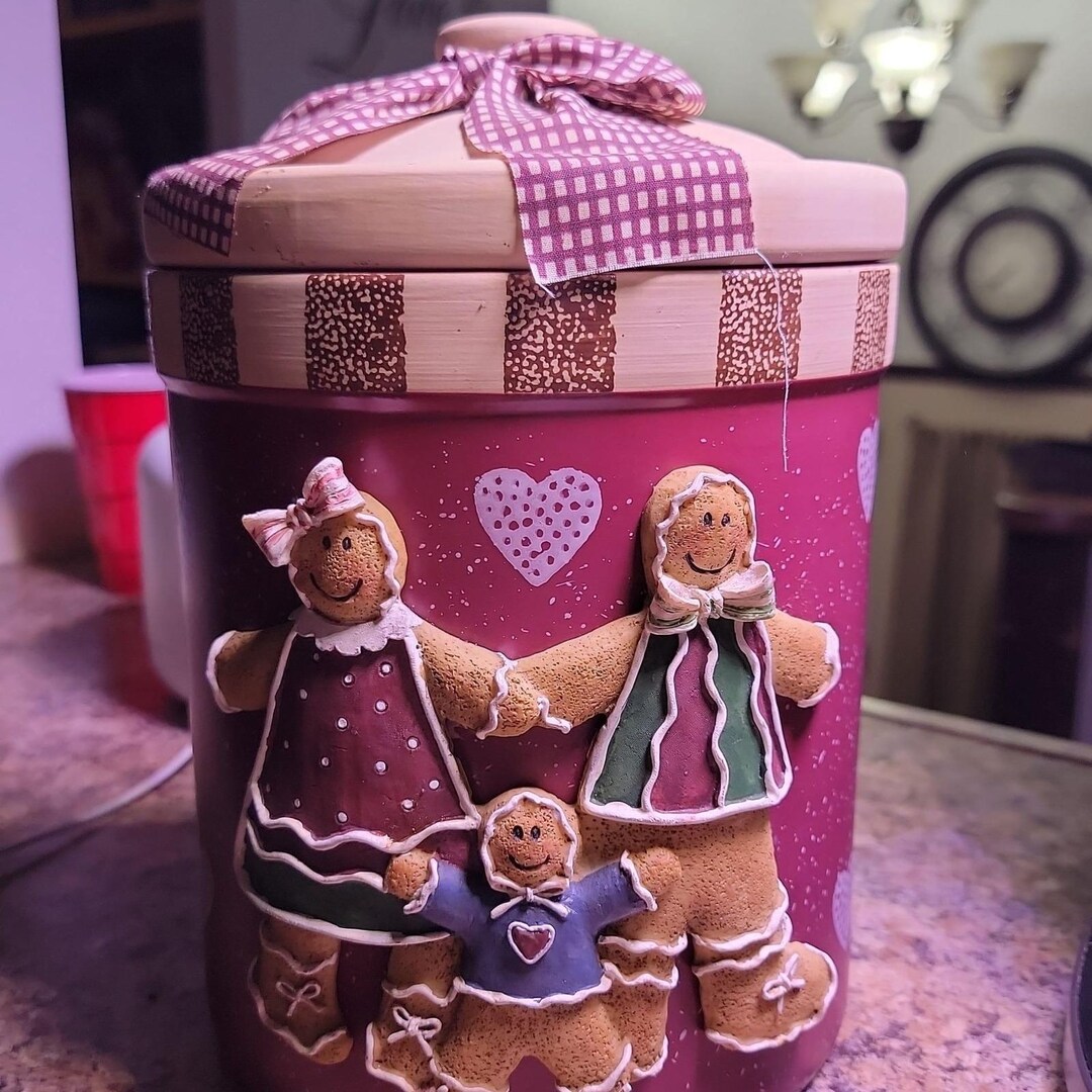Christmas Ceramic Gingerbread House Cookie Jar - Jarre A Biscuits + Box ...