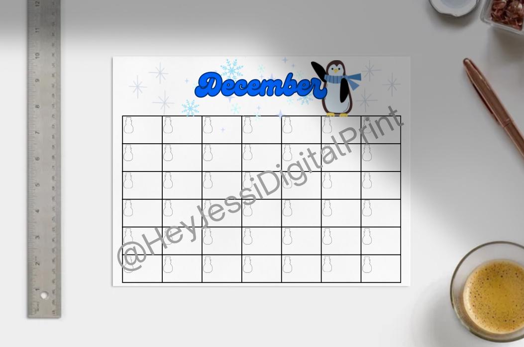 12-month Digital/printable Fillable Calendar - December is Winter Theme ...