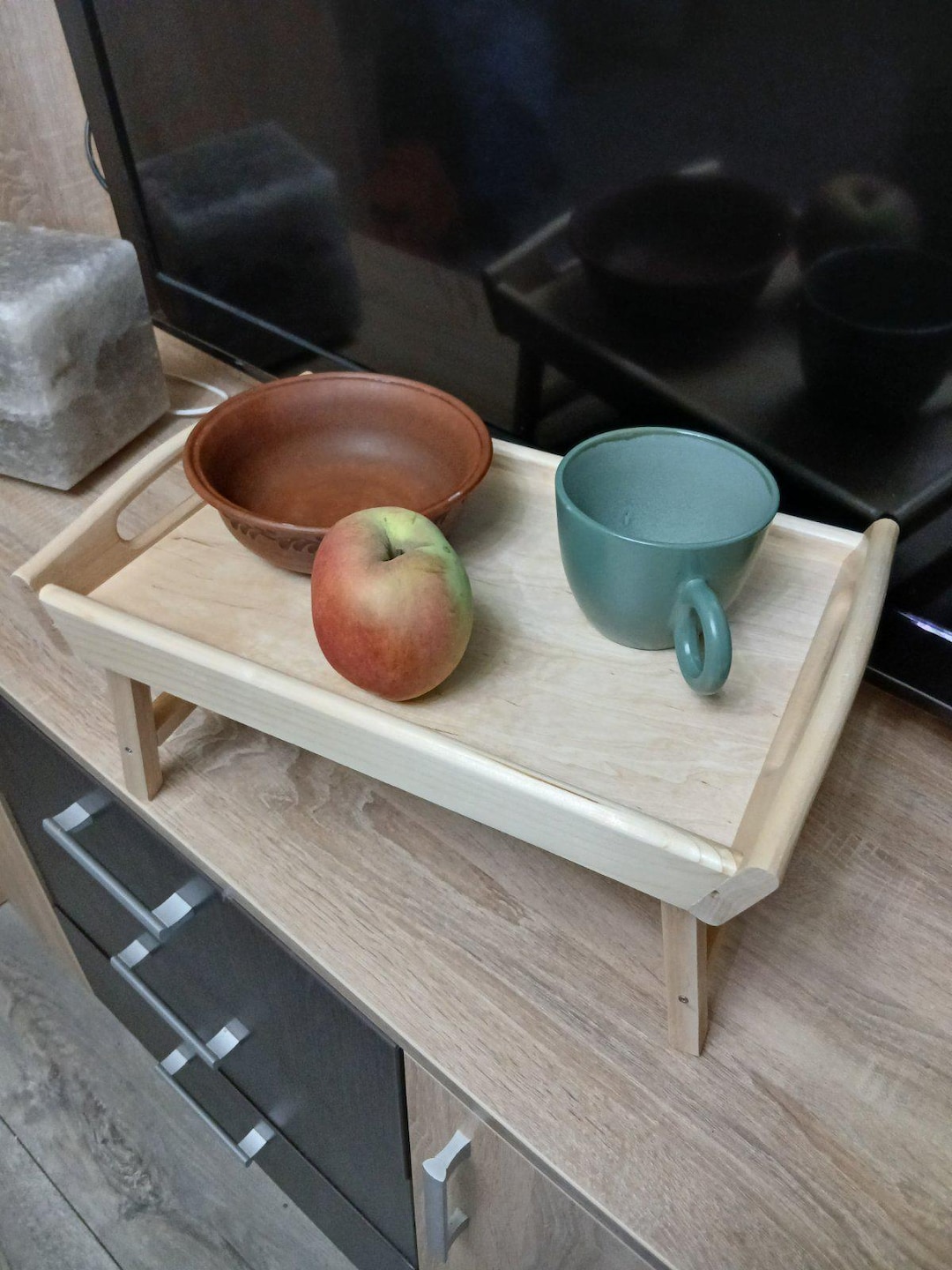 Handmade Wooden Breakfast Tray Table: Folding Bed Desk With Birch ...