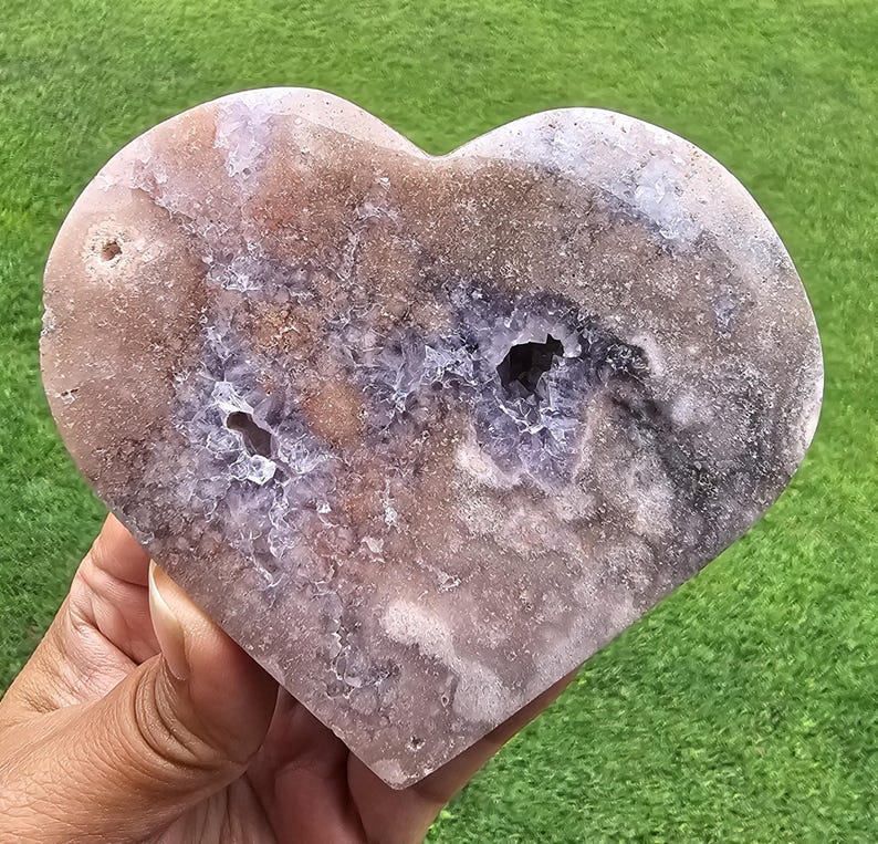 Pink Amethyst Heart | 367g | 4 Inch Crystal Carving | Natural Stone ...