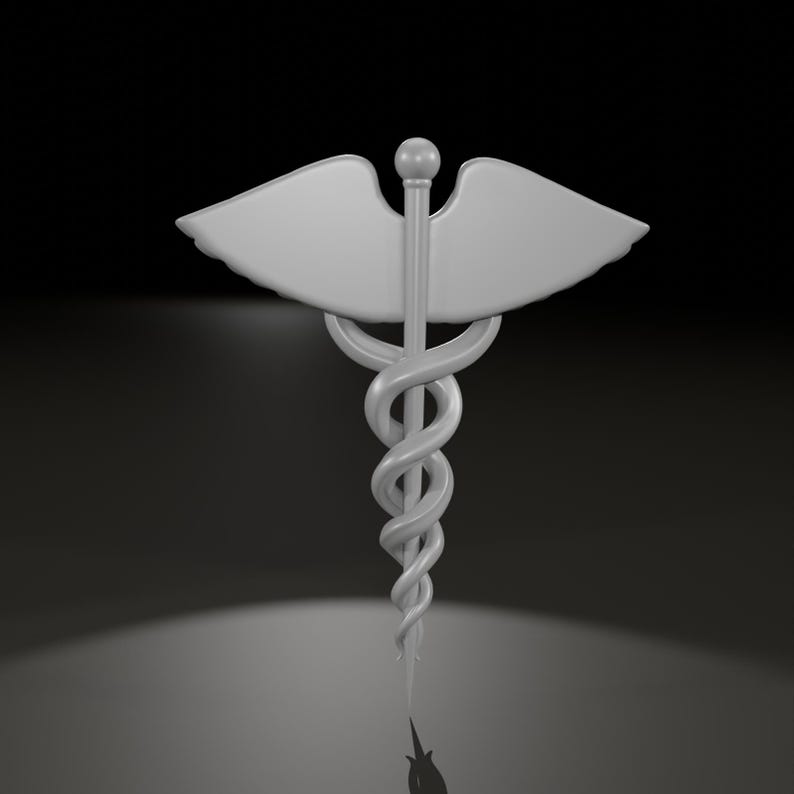 Caduceus Symbol 3D STL File | Medical Staff Emblem Model | Doctor ...