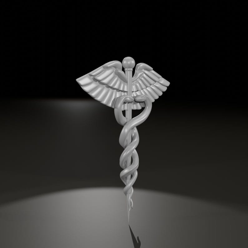 Caduceus Symbol 3D STL File | Medical Staff Emblem Model | Doctor ...
