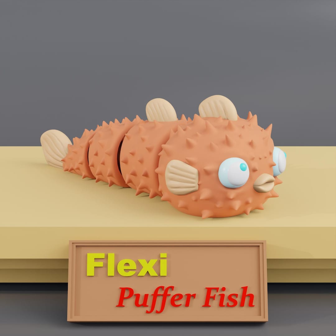 Flexi Puffer Fish STL | Articulated Flexi Fish 3D Print Model | Cute ...