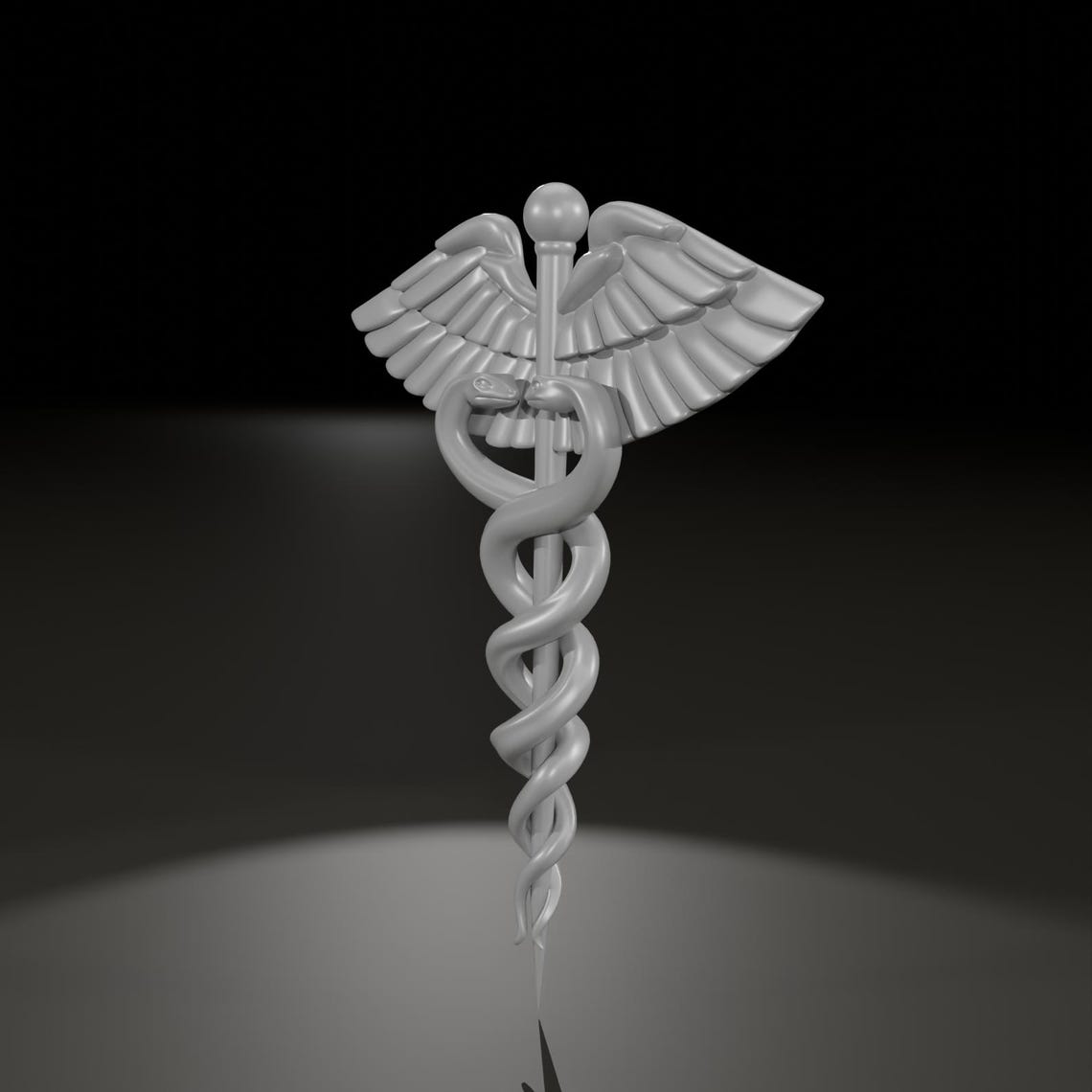 Caduceus Symbol 3D STL File | Medical Staff Emblem Model | Doctor ...