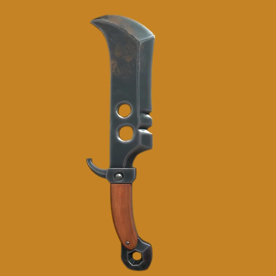 Post-apocalyptic Machete STL | 3D Printable Curved Blade With Wood Grip ...