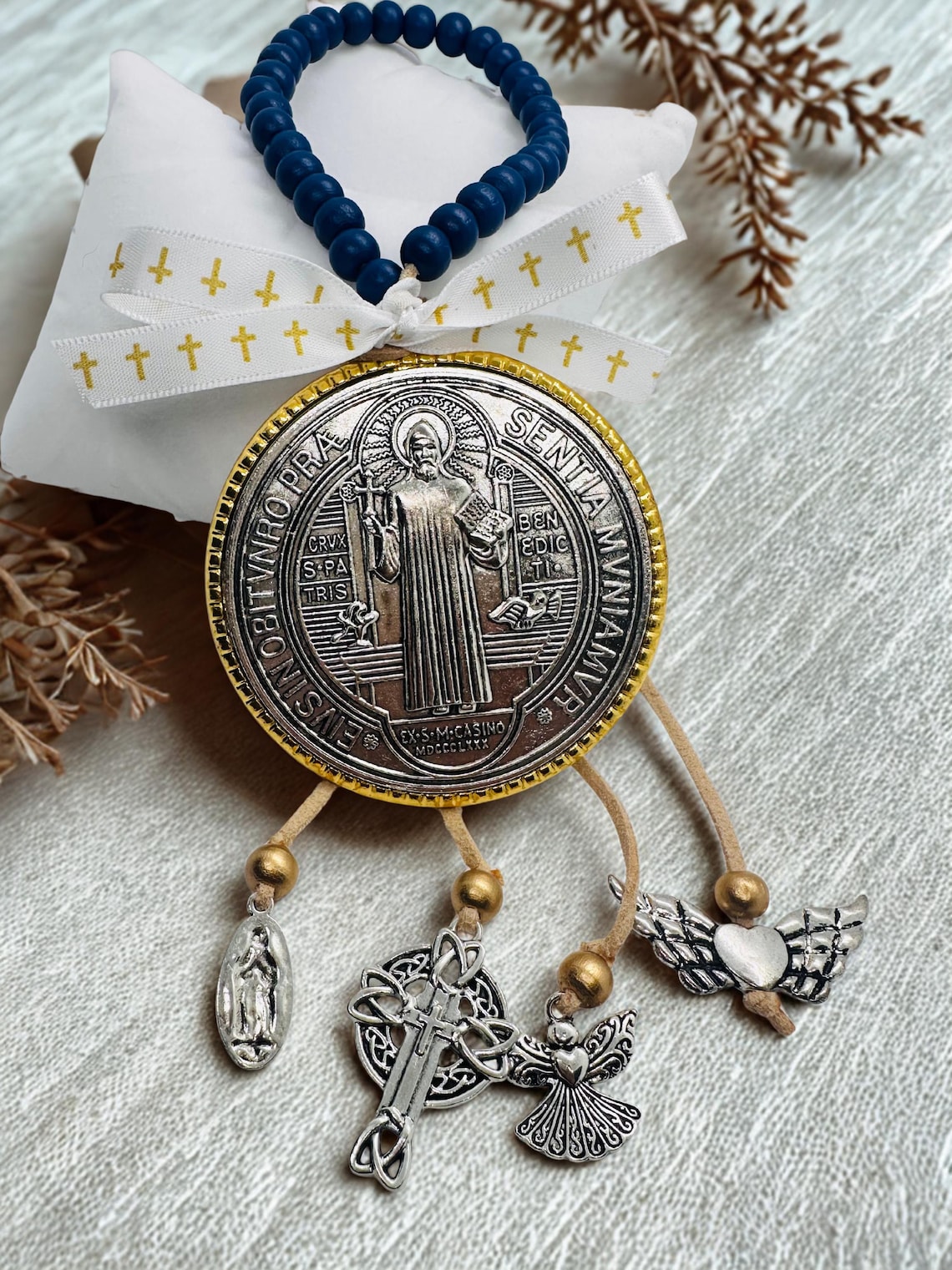 Catholic Home Blessing Door Hanger With St. Benedict Medal, Charms ...