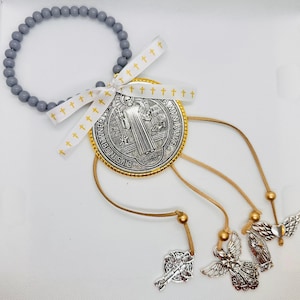 Catholic Home Blessing Door Hanger With St. Benedict Medal, Charms ...