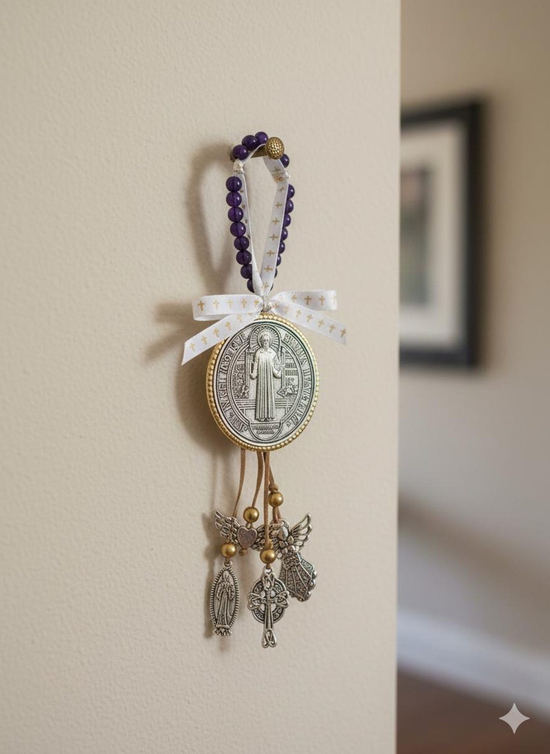 Catholic Home Blessing Door Hanger With St. Benedict Medal, Charms ...