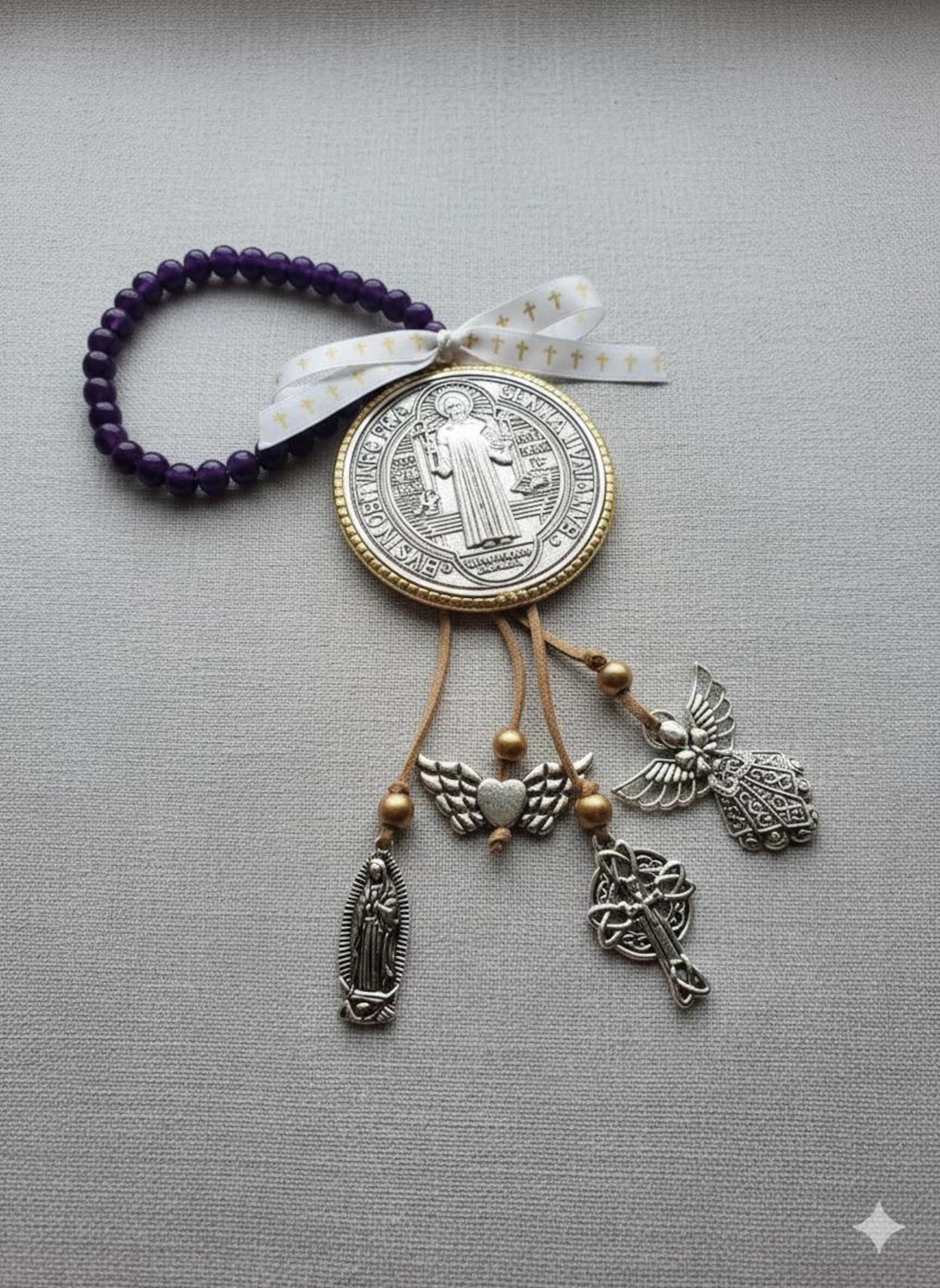 Catholic Home Blessing Door Hanger With St. Benedict Medal, Charms ...