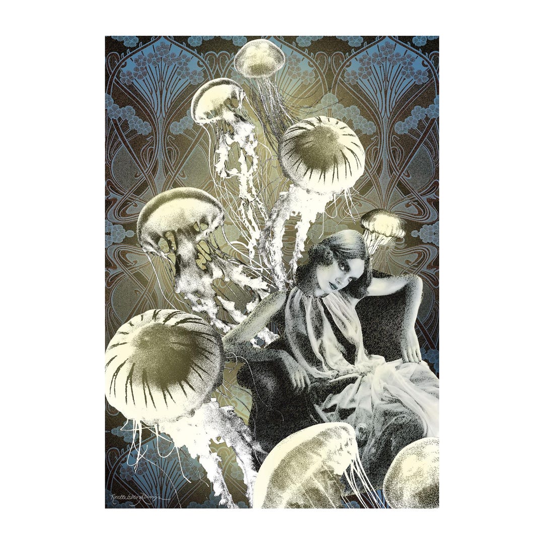 Lucid – Art Deco Jellyfish Collage Digital Download - Etsy UK