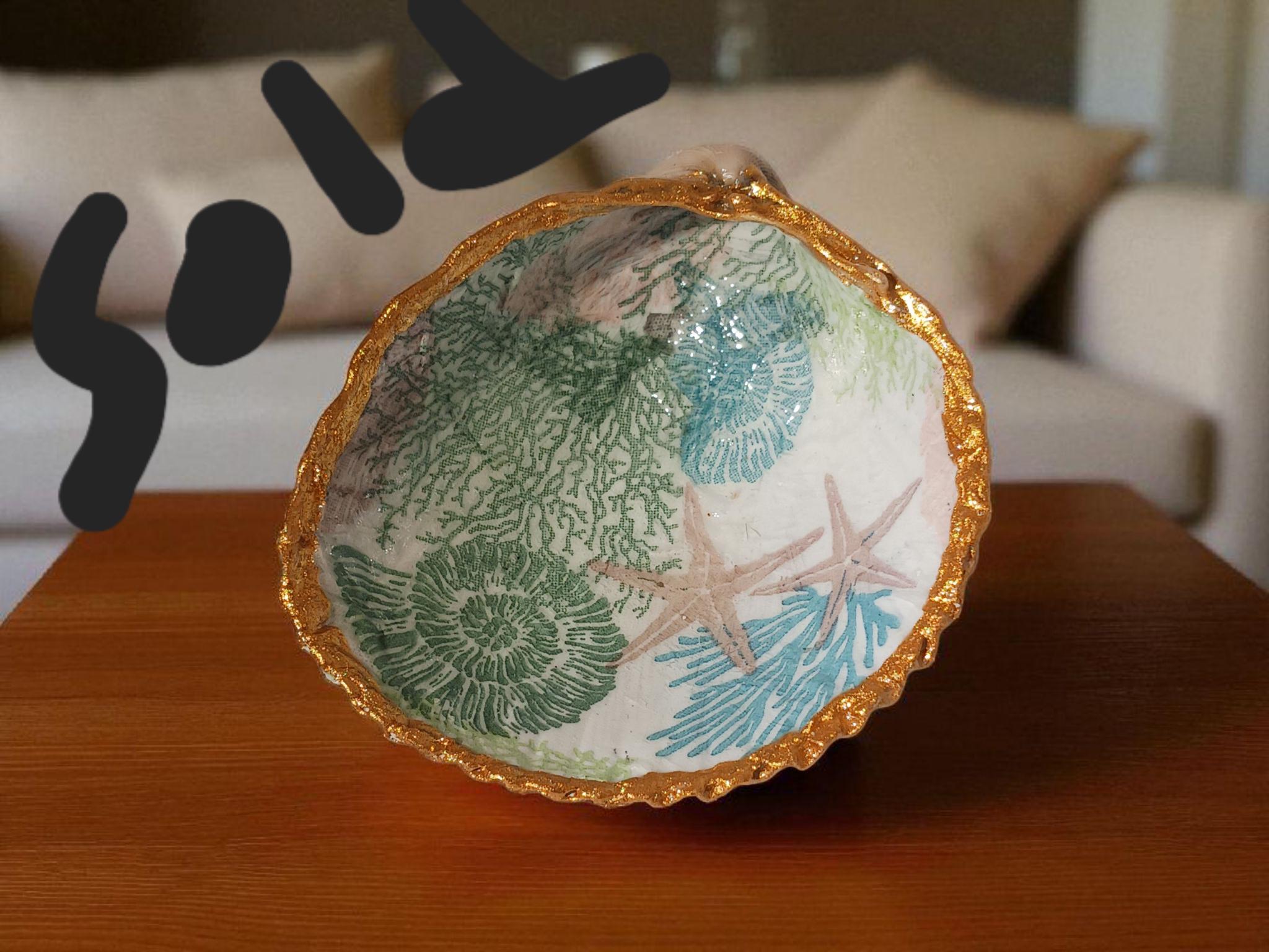 Decoupage Atlantic Giant Cockle, (clam) Shell Ring Dish: Nautical Ocean ...