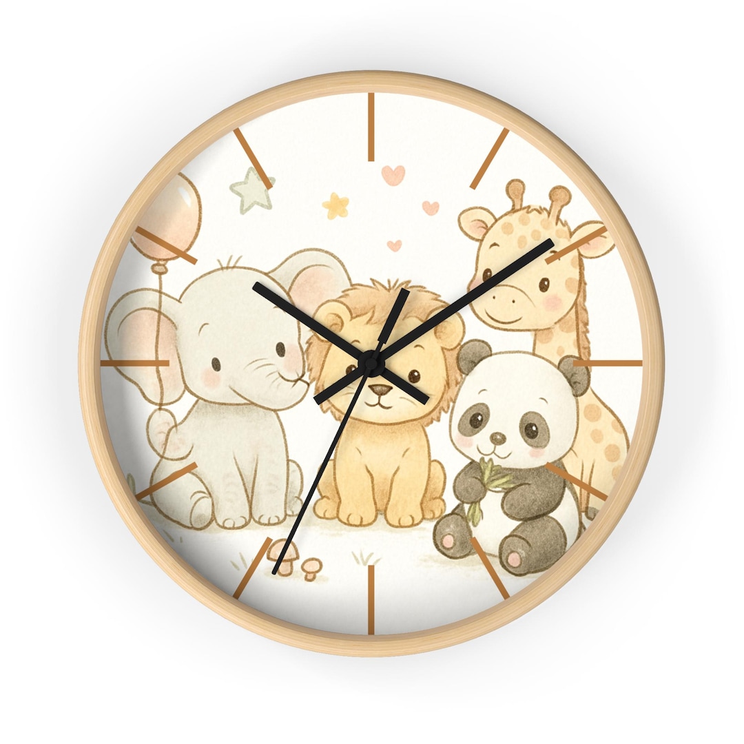 Nursery Animals Wall Clock: Safari Theme, Kids Room Decor - Etsy