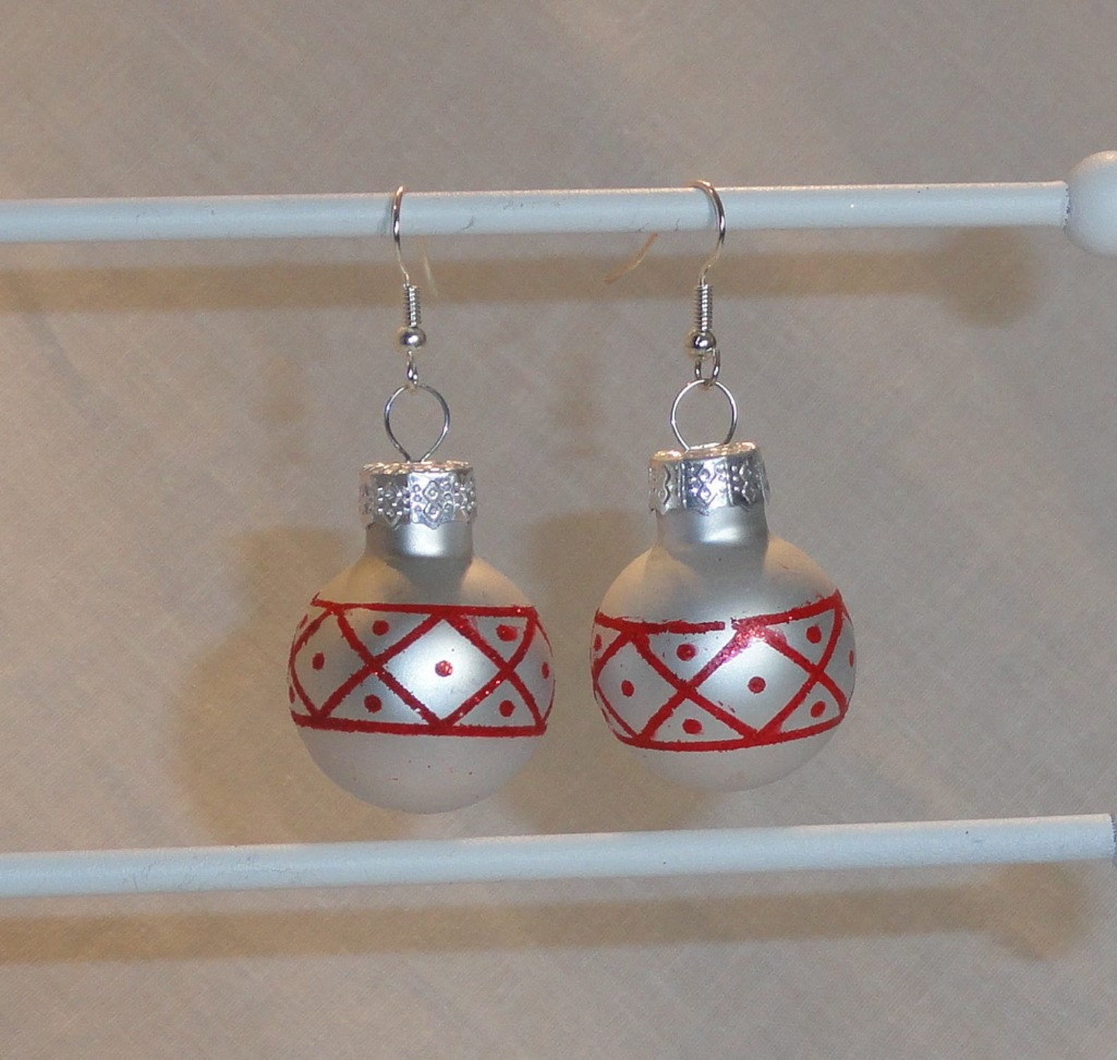 Glass Ornament Ball Holiday Earrings, Snowflake and Glitter Designs ...