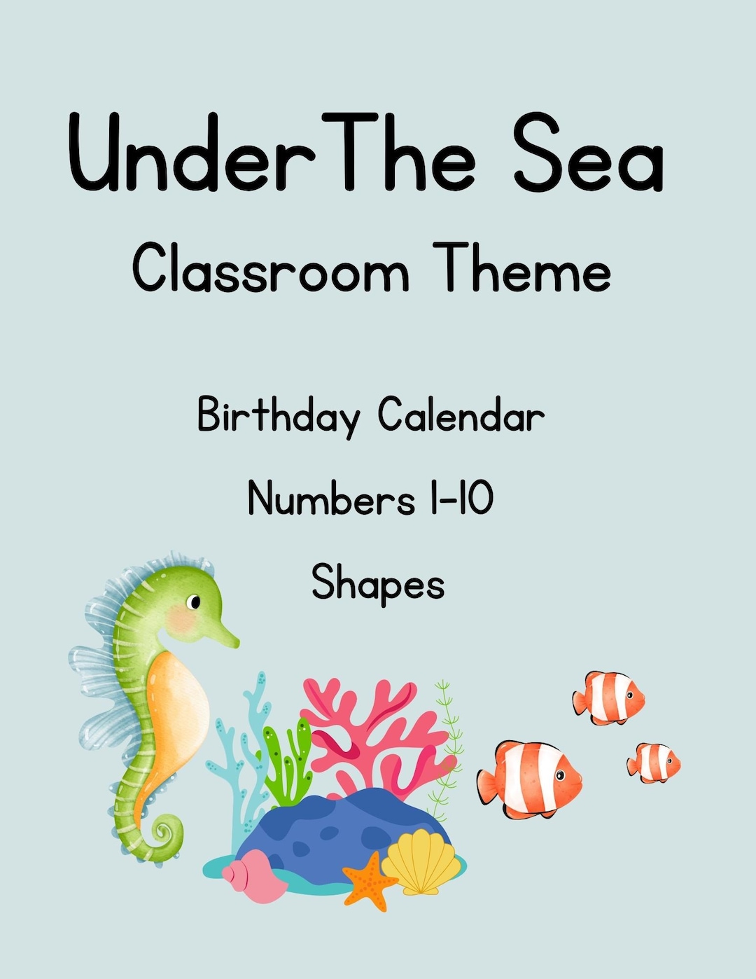 Under the Sea Classroom Posters Printable | Numbers 1–10, Shapes ...
