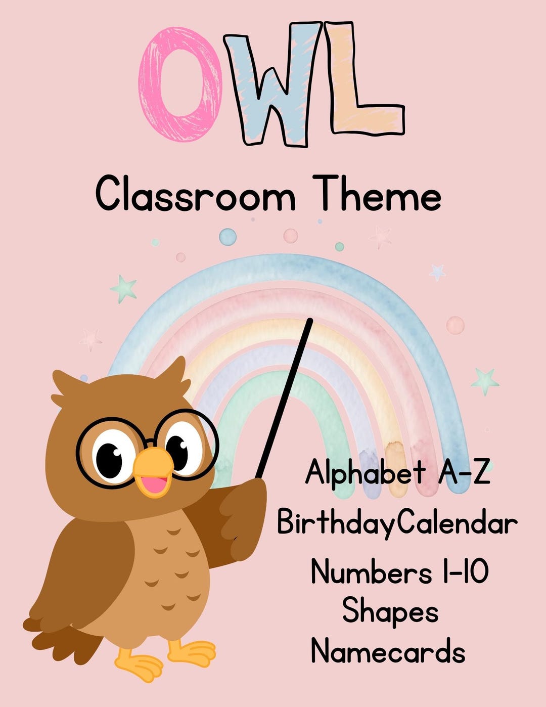 Owl Classroom Decor | Printable Alphabet, Numbers, Shapes (PDF Bundle ...