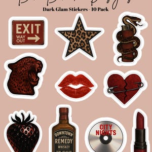 Dark Glam Vinyl Stickers | Leopard Star, Whiskey, Lipstick (10-pack) - Etsy