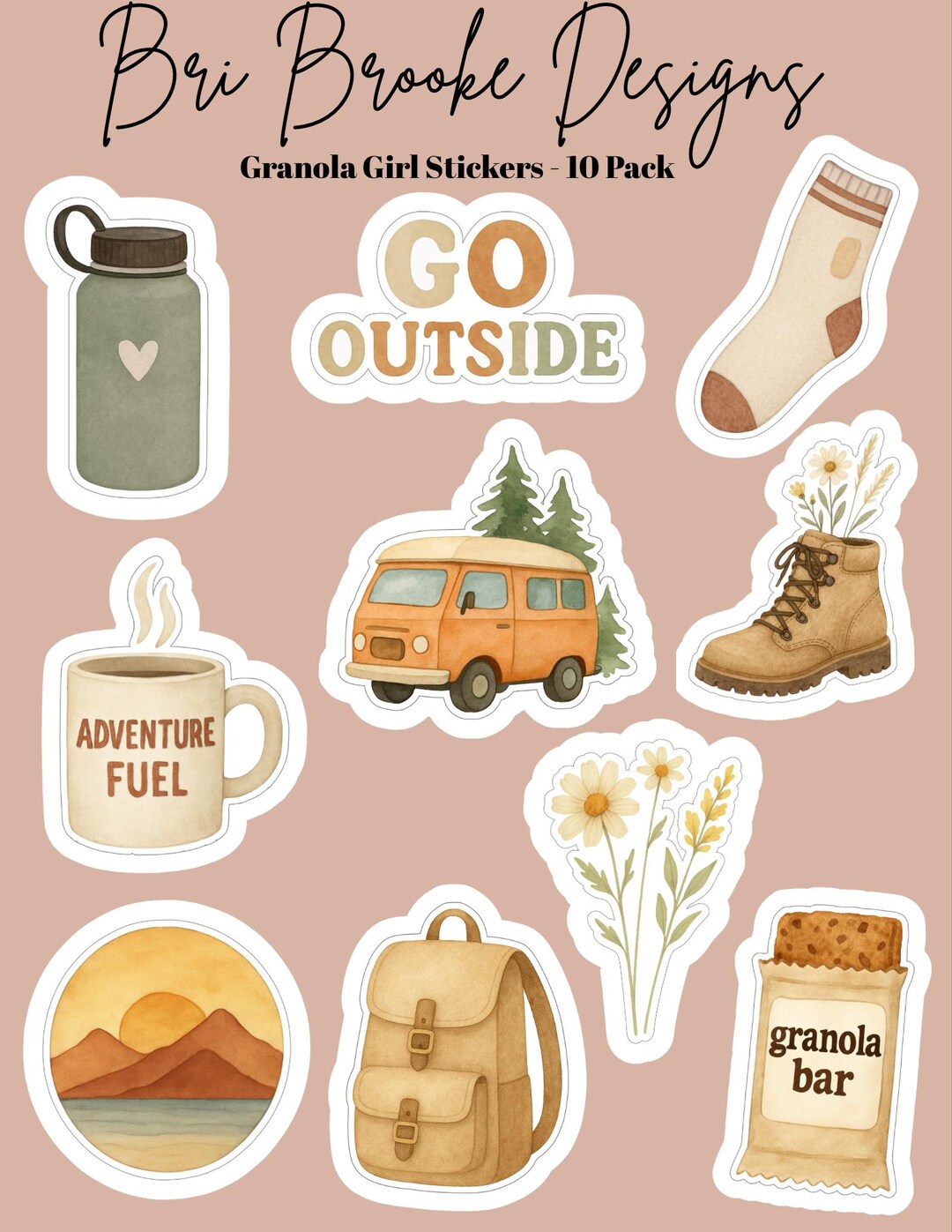 Granola Girl Sticker Pack • Cozy Outdoorsy Adventure Stickers - Etsy