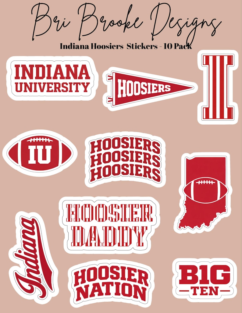 Indiana Hoosiers Vinyl Sticker Pack, College Football Fan Decals - Etsy