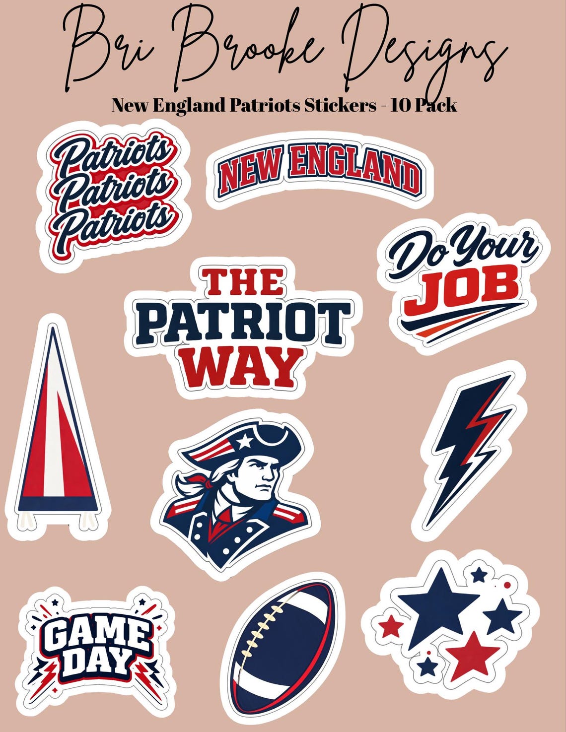 New England Patriots Sticker Pack | Football Fan Stickers | Game Day ...