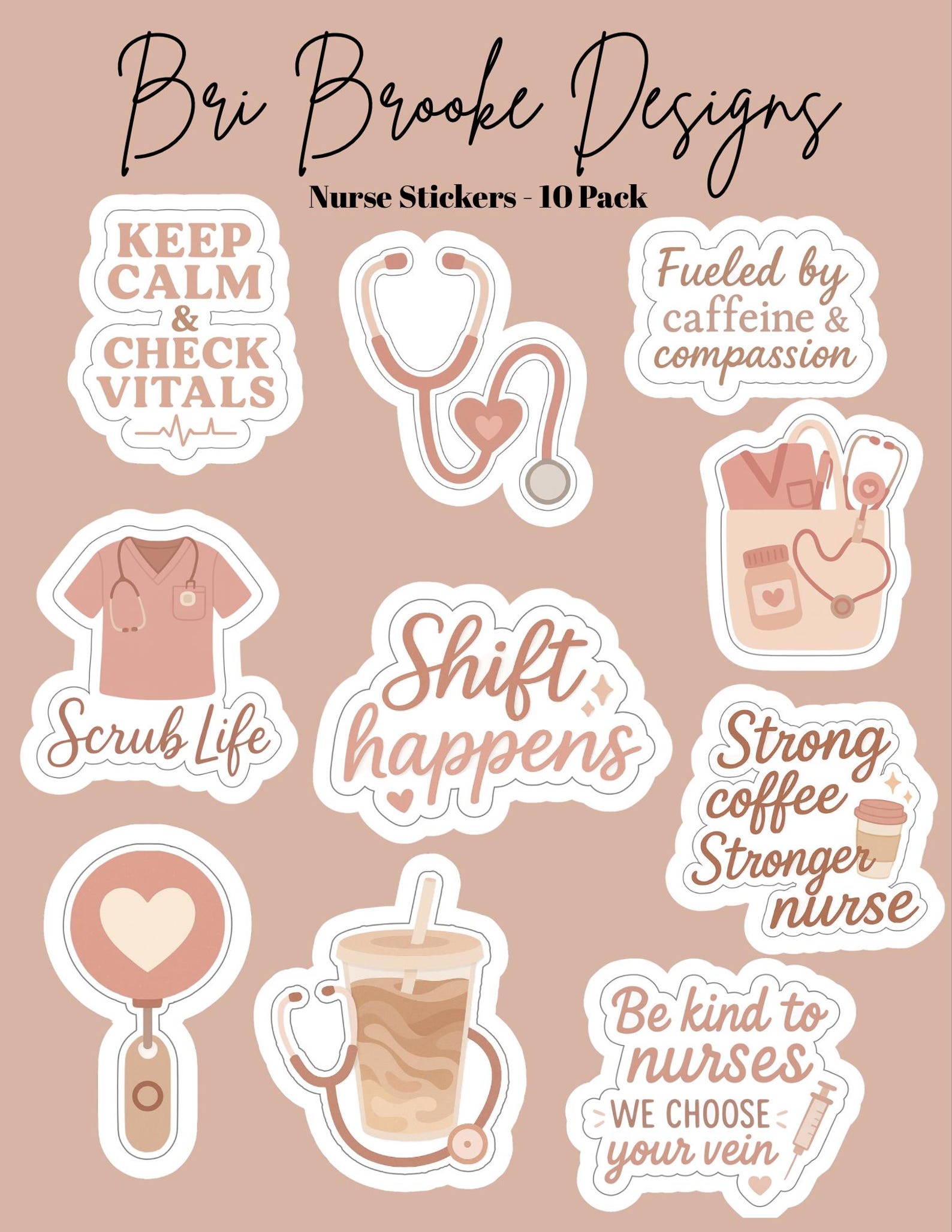 Nurse Sticker Pack | Cute Medical Stickers for Nurses | 10-piece ...