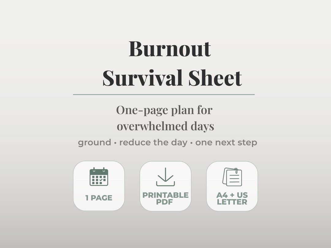 Burnout Reset Sheet | Overwhelm SOS, Nervous System Support (PDF ...
