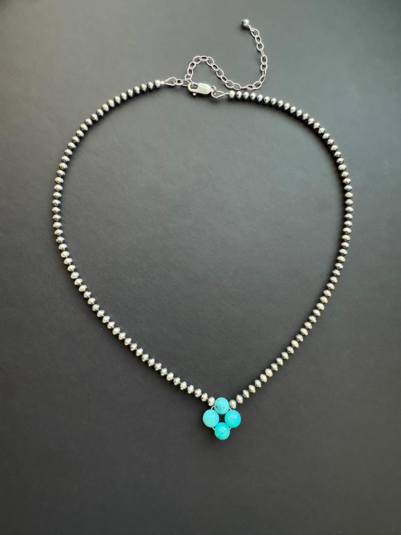 Turquoise and Navajo Pearl Style Necklace 925 Sterling Silver ...