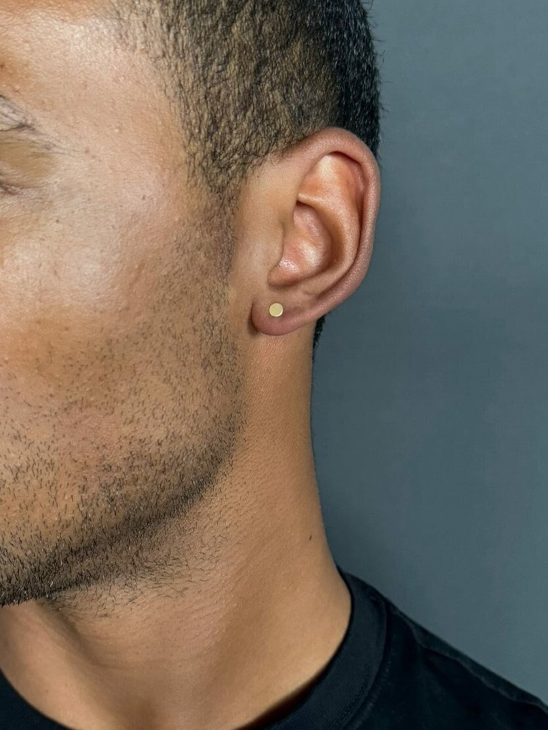 Mens Earrings - Solid 14K Gold Dot Stud Earrings, Gold Stud Earrings, Single Stud Earring, Tiny ...