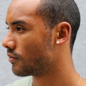 Square Stud Earrings, Minimalist Earrings, Mens Earrings Sterling ...