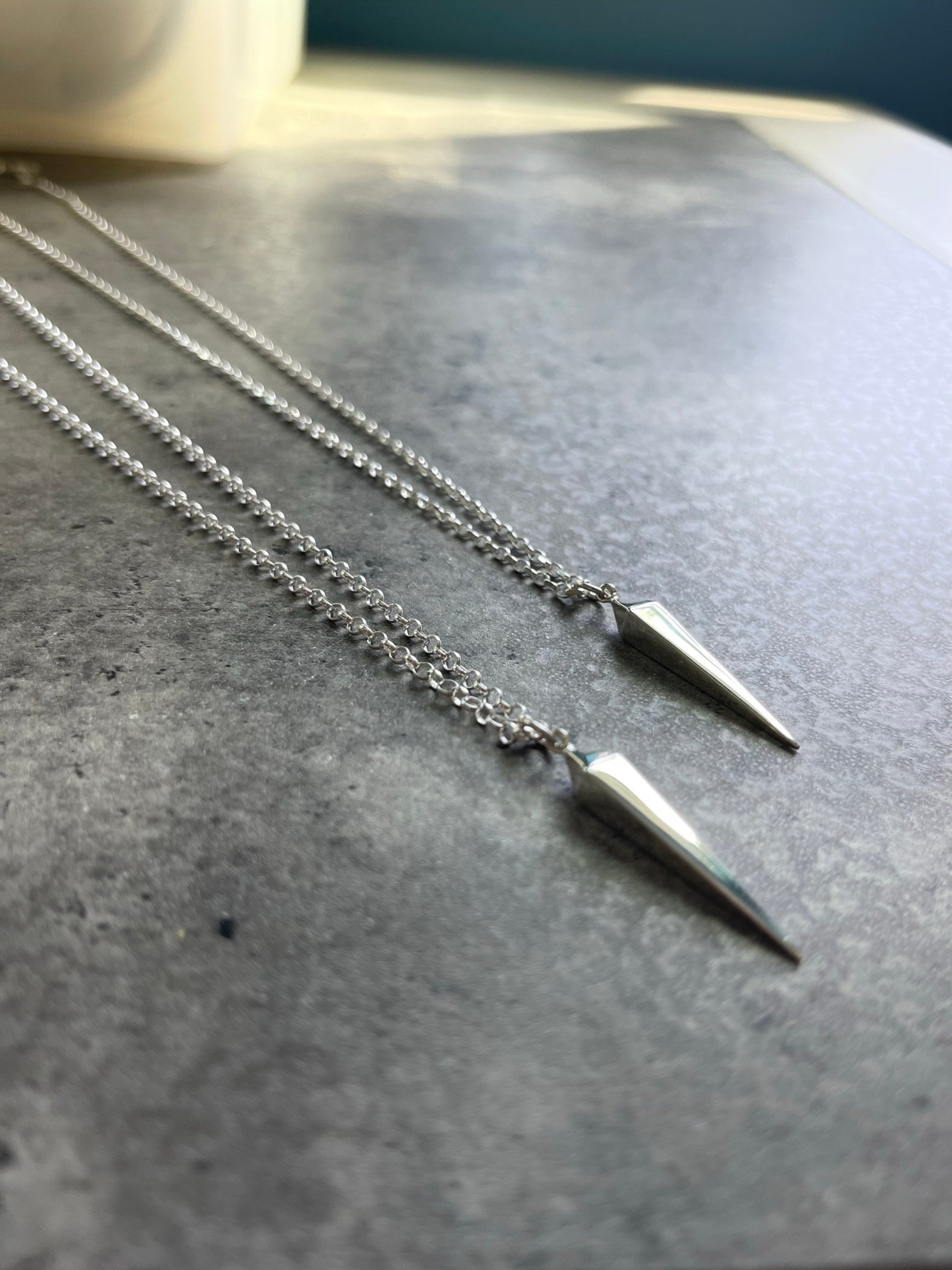 Spike Pendant Necklace for Men / Women, Mens Necklace, Solid Sterling ...