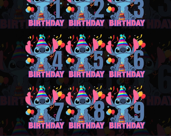 Stitch 7th Birthday PNG, Birthday Girl Stitch Digital Image, Lilo and ...