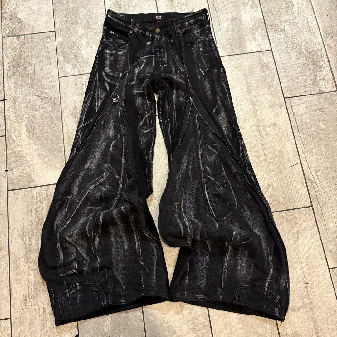 Handmade Black Baggy Punk Pants: Goth Cyber Y2K Streetwear - Etsy