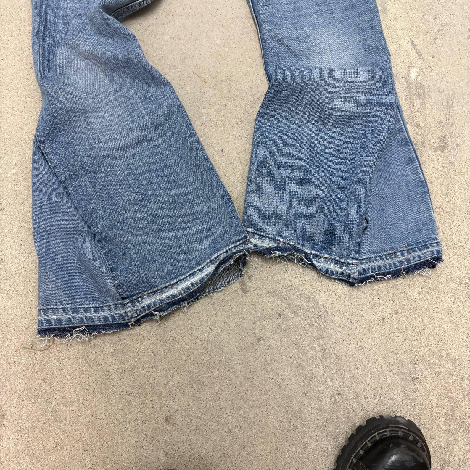 Light-blue Custom Wide Leg Pants: Handmade Grunge Denim - Etsy