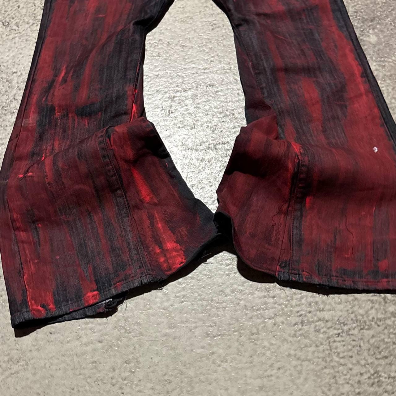 Black & Red Flared Handmade Jeans: Y2K Goth Punk Alt Streetwear - Etsy