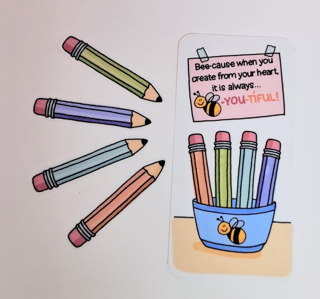 Pencil Stickers | Set of 4 | Repositionable and Laminated | Hand Cut ...