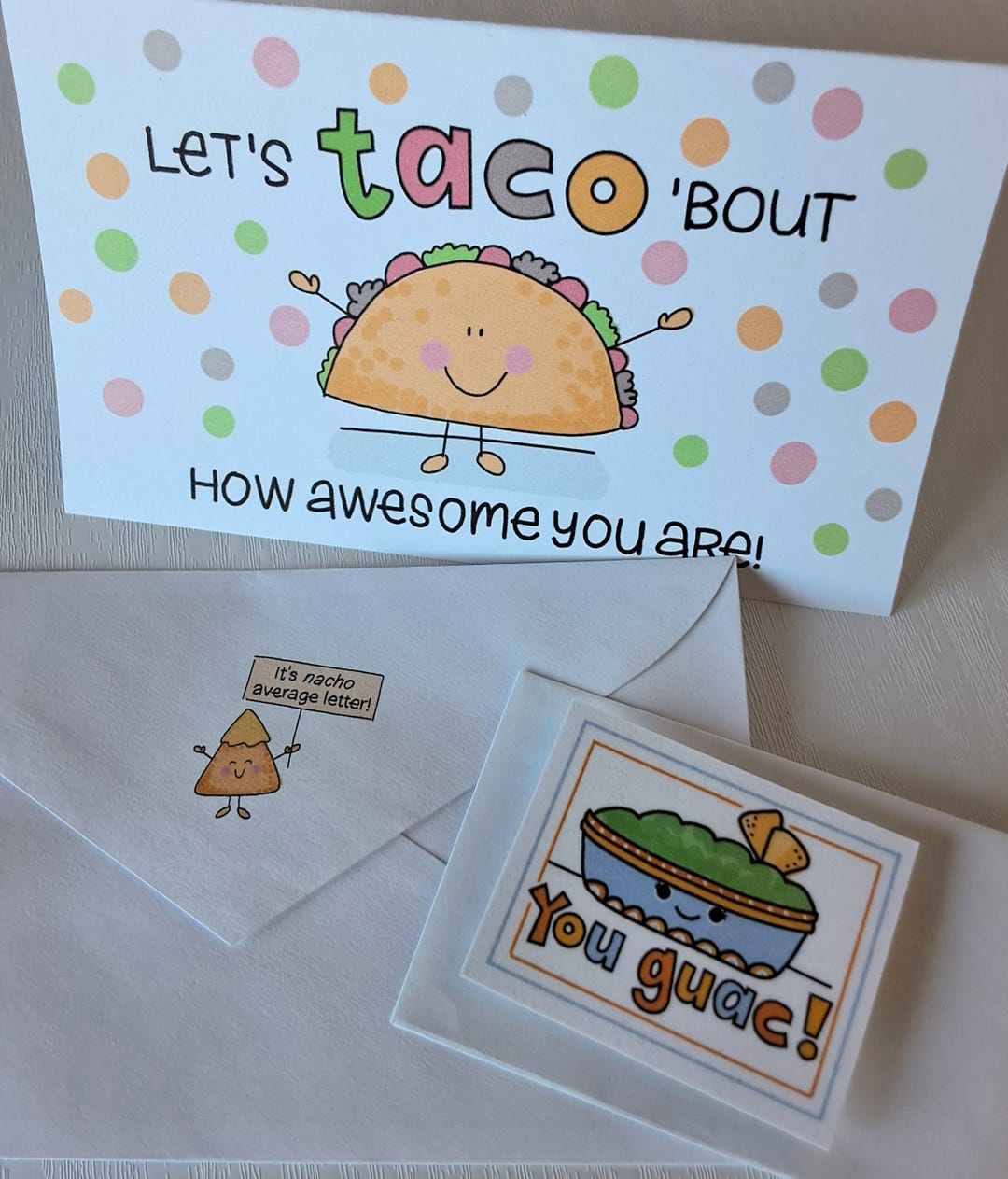 Taco Pun Friendship Hand Drawn Notecard Set of 6/magnet Surprise ...