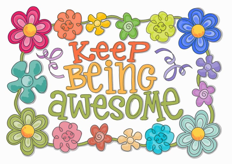 Hand Drawn Coloring Page & Art Print: Positive Doodle (digital Download ...