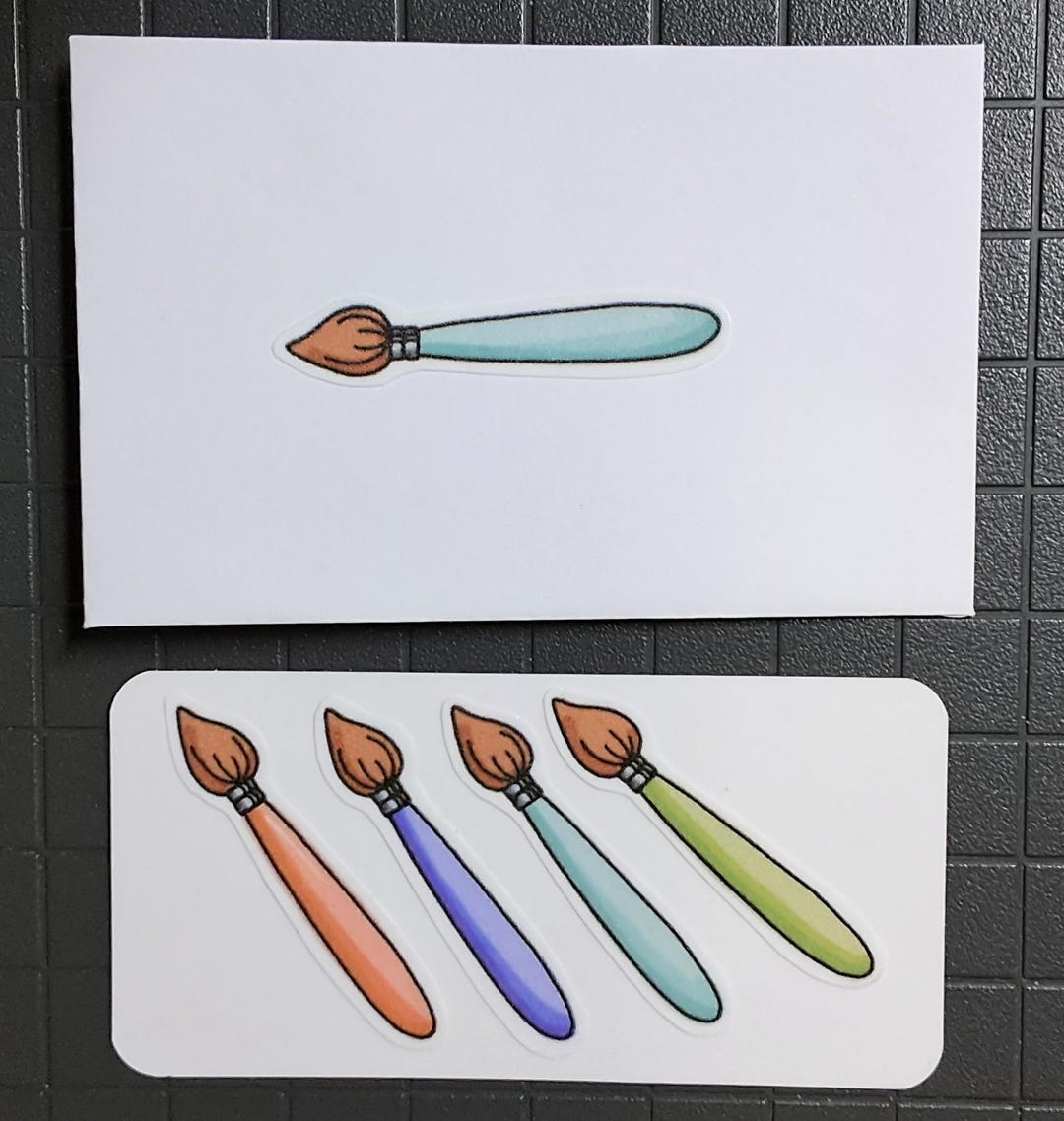 Art Brush Sticker | Set of 4 Hand Drawn and Hand Cut | Die Cut Stickers ...