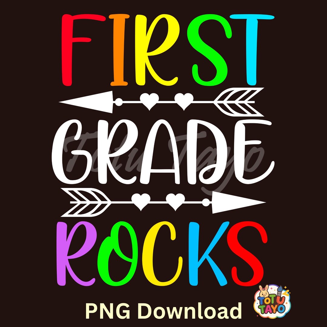 First Grade Rocks PNG | Back to School Shirt Design for 1st Grade ...