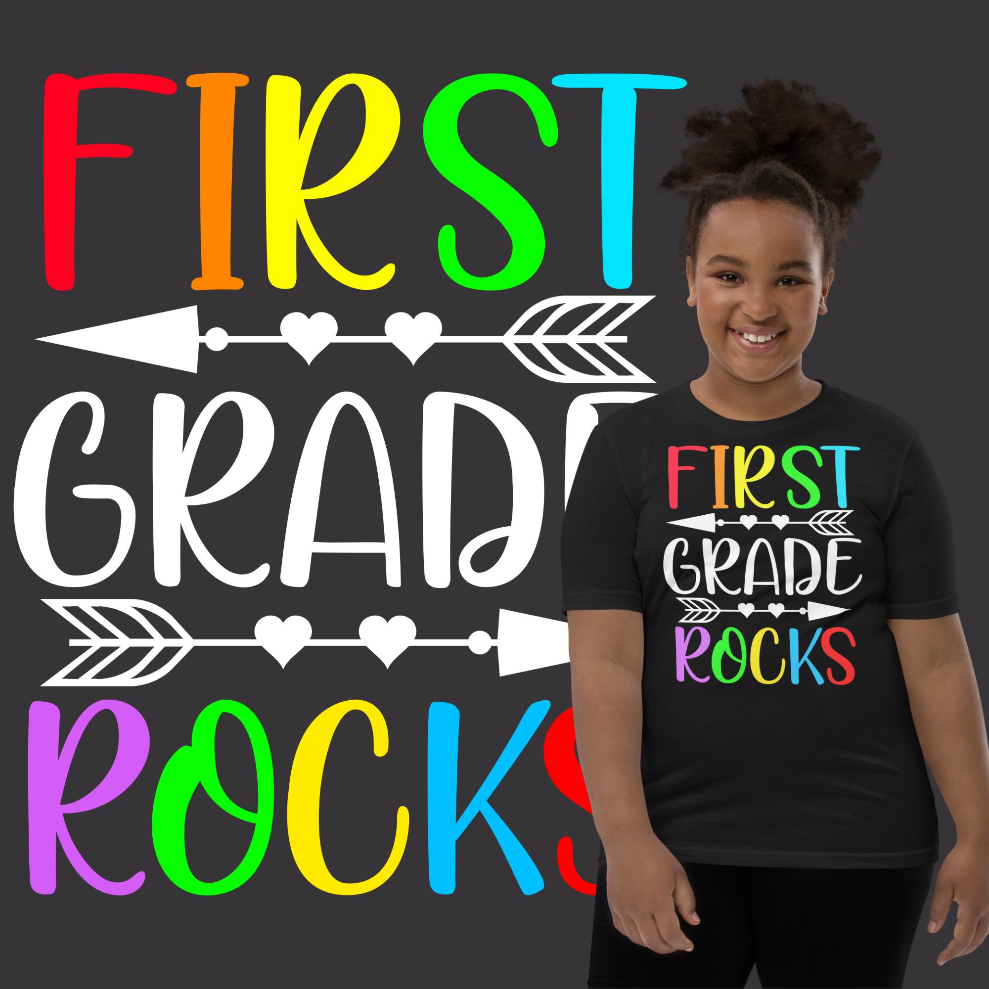 First Grade Rocks PNG | Back to School Shirt Design for 1st Grade ...