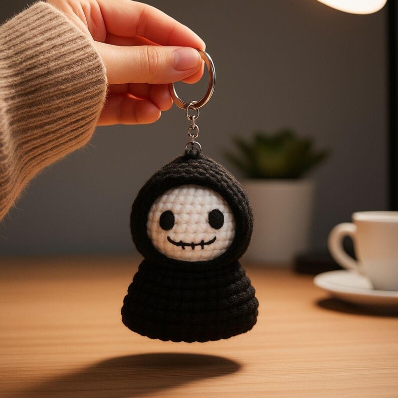 Ghost Keychain Crochet Pattern: DIY Amigurumi Halloween Keyring (PDF ...