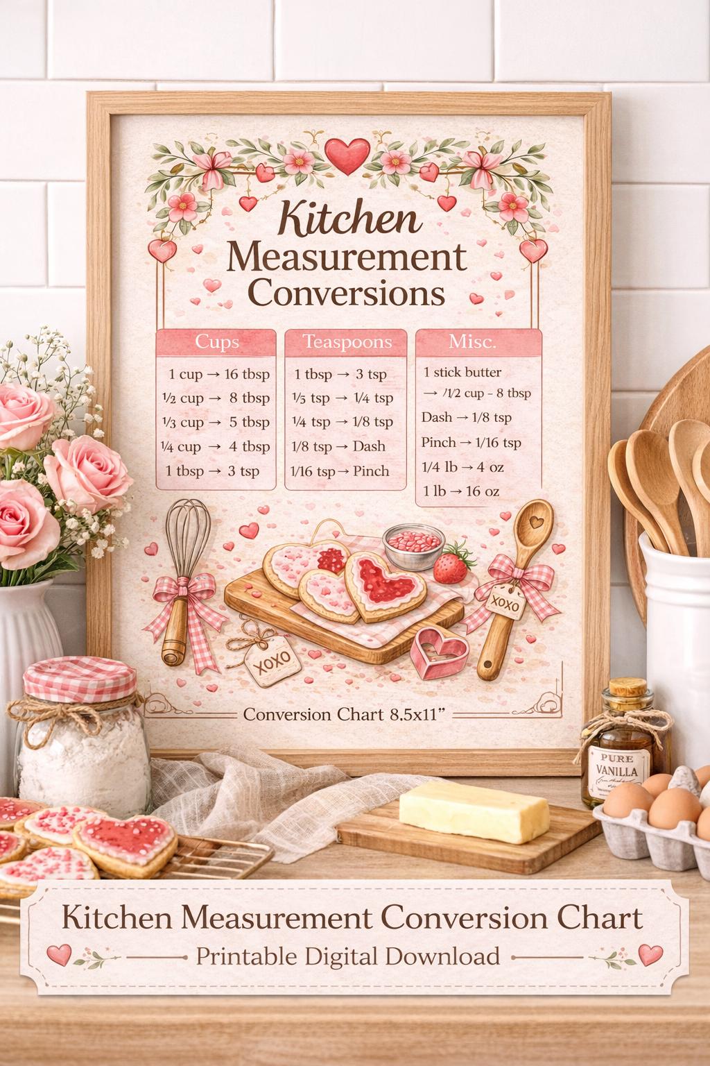 Valentine's Day Kitchen Conversion Chart - Etsy