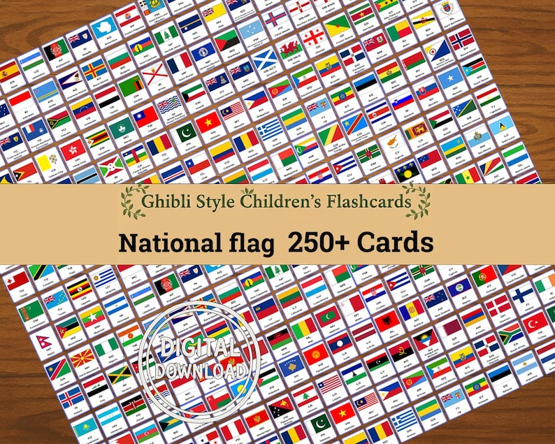 Country Flags Flashcards for Kids: Geography Learning (digital Download ...