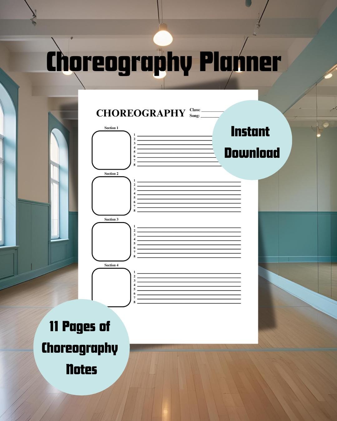 Dance Choreography Planner: Routine & Formation Template (digital Download) - Etsy