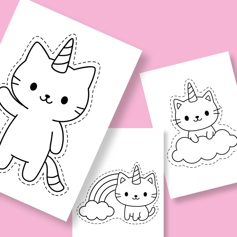 Kittycorn Scissor Practice Printable – Unicorn Cat Cutting Activities ...