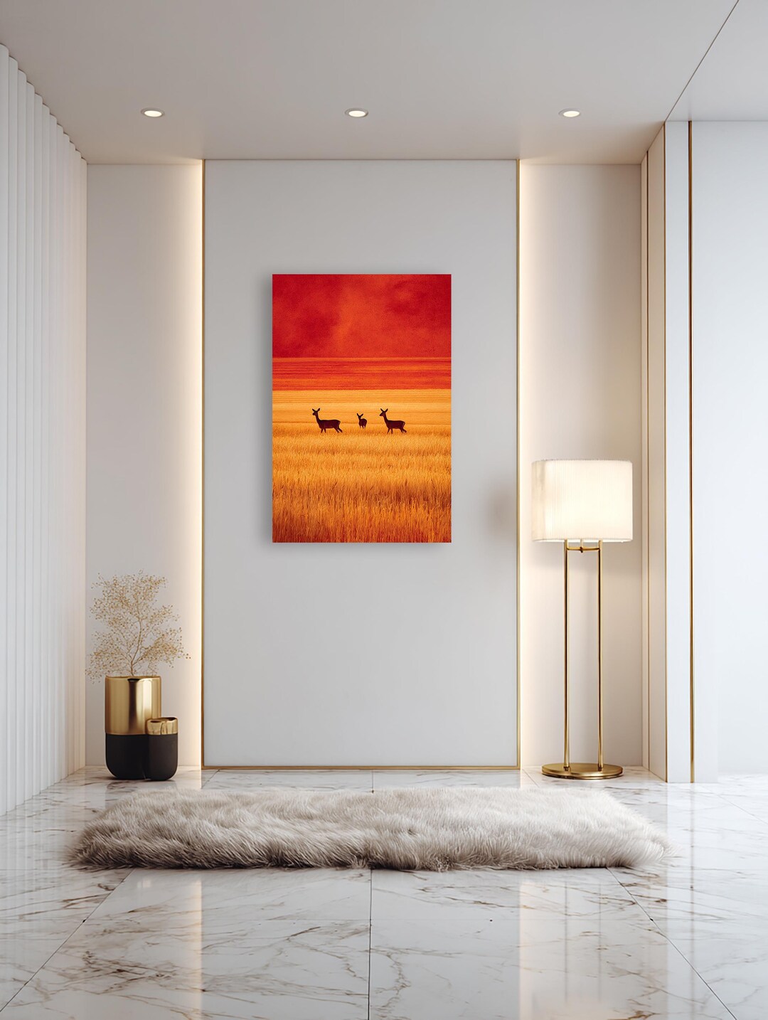 Golden Prairie Deer Canvas Print: Minimalist Wildlife Art - Etsy