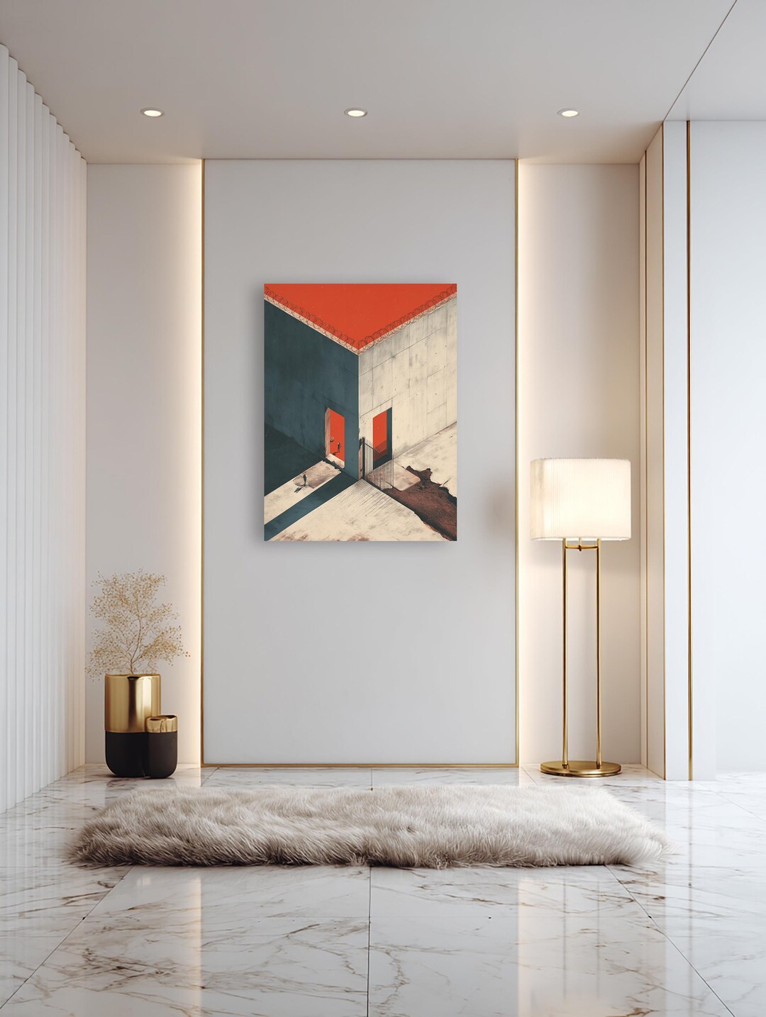 Abstract Minimalist Prison Wall Art – Modern Surreal Architecture ...