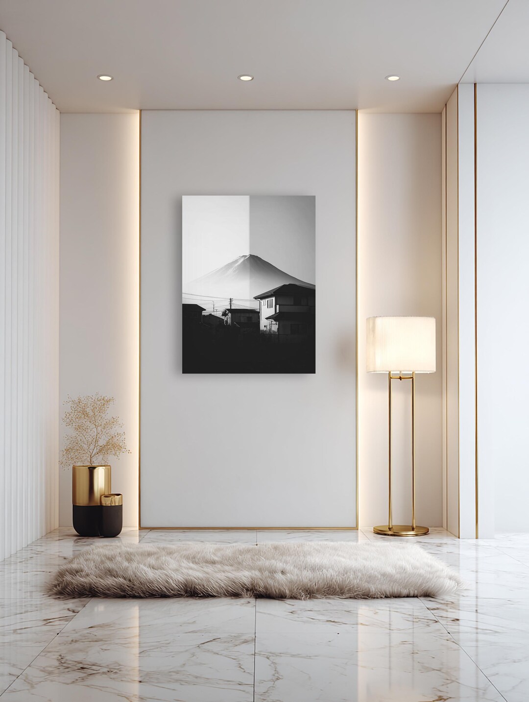 Mount Fuji Monochrome – Minimalist Japan Landscape Canvas Wall Art ...