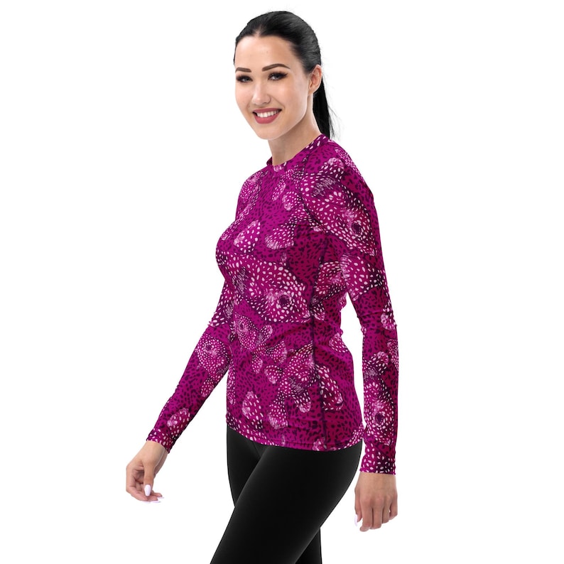 Fish Pattern Rash Guard -hand Drawn Art, Women's Long Sleeve Swim Top ...